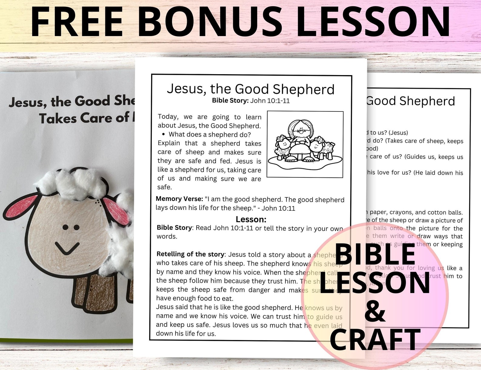 The Good Shepherd Bible Wheel Craft, John 10:1-16 Bible Lesson, Sunday ...