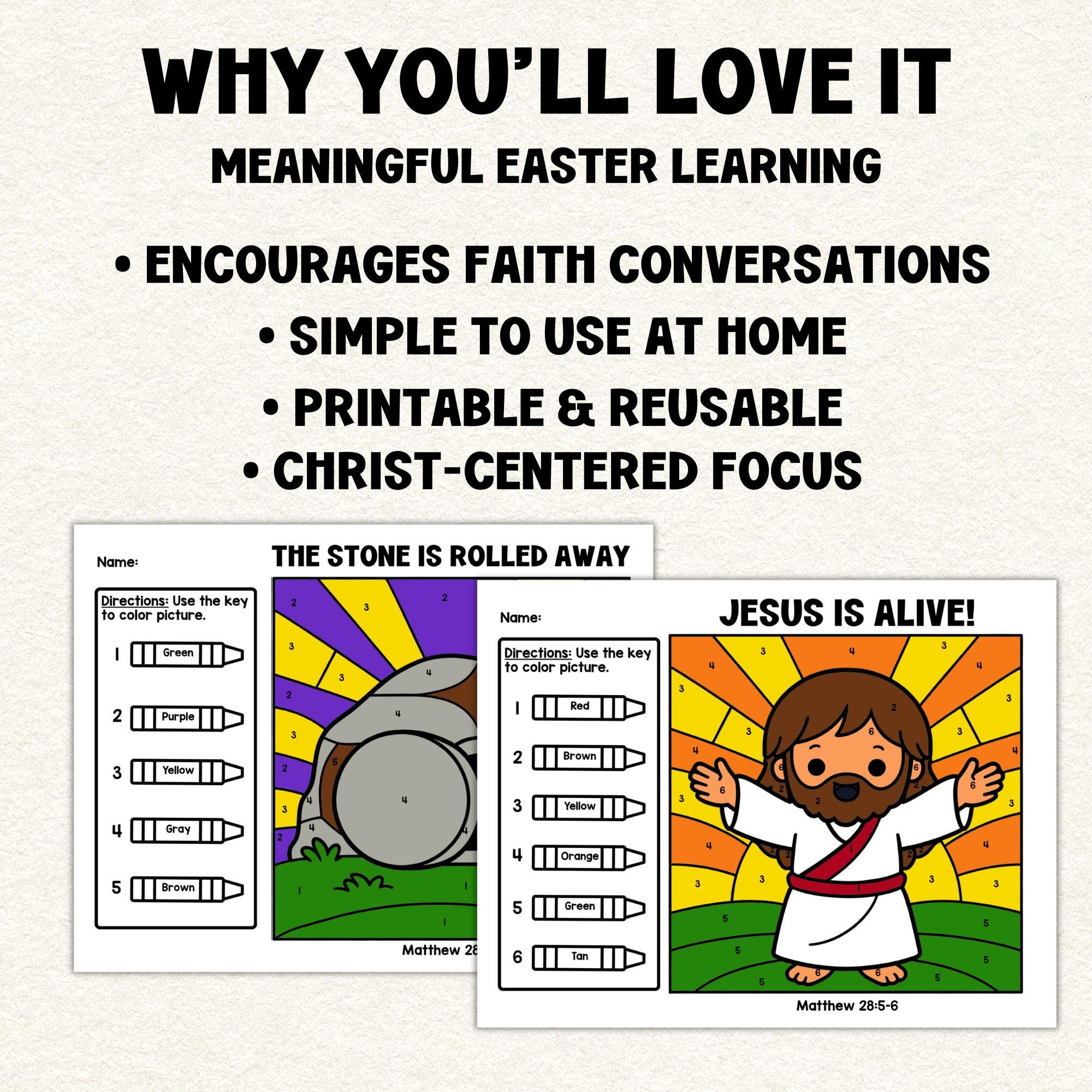 Easter Jesus is Alive Color by Number Bible Activity, Easter ...