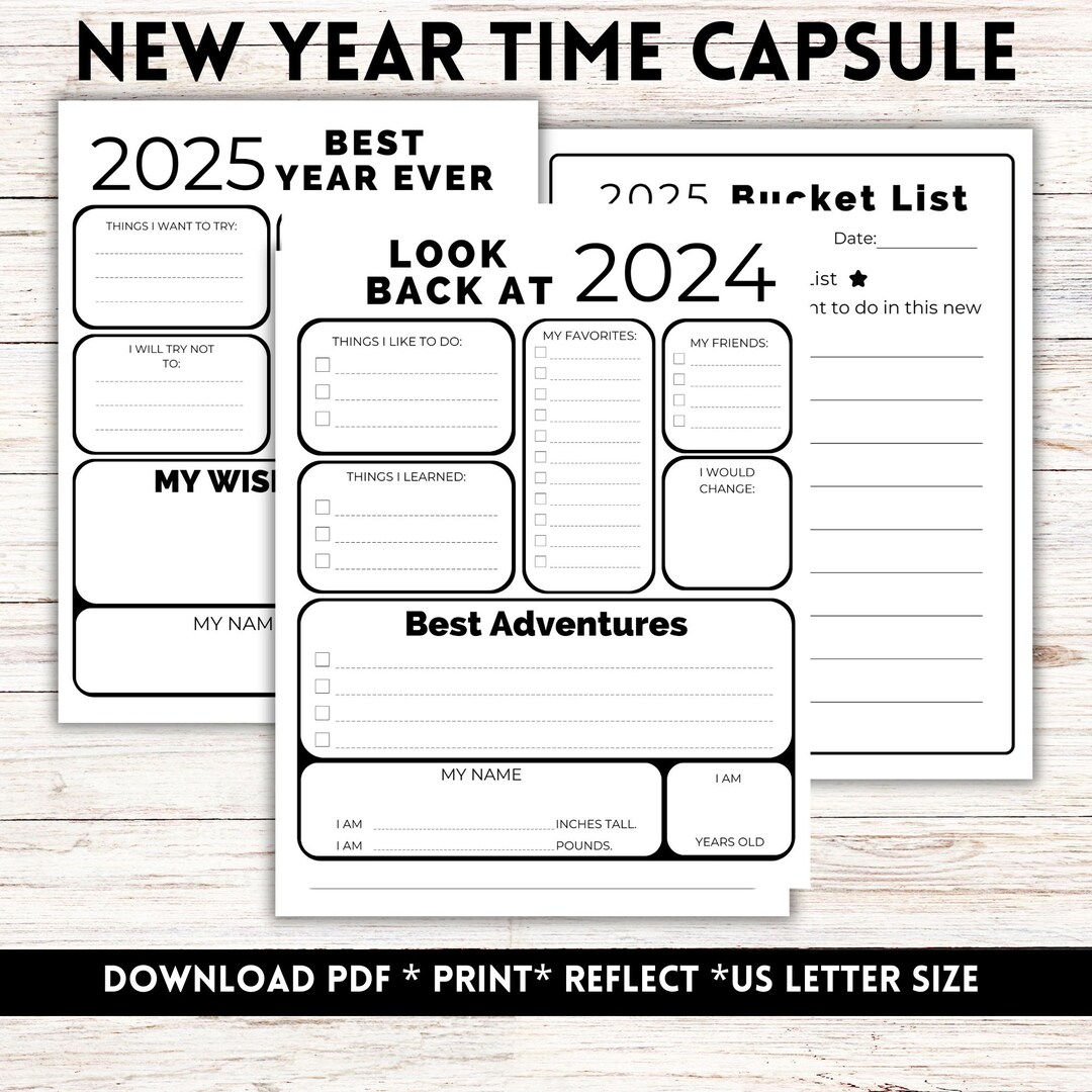 2025 New Year Time Capsule Reflection and Goal Setting Bundle, 2024 ...