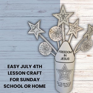 4th of July Sunday School Bible Craft, Freedom in Jesus Bible Printable ...