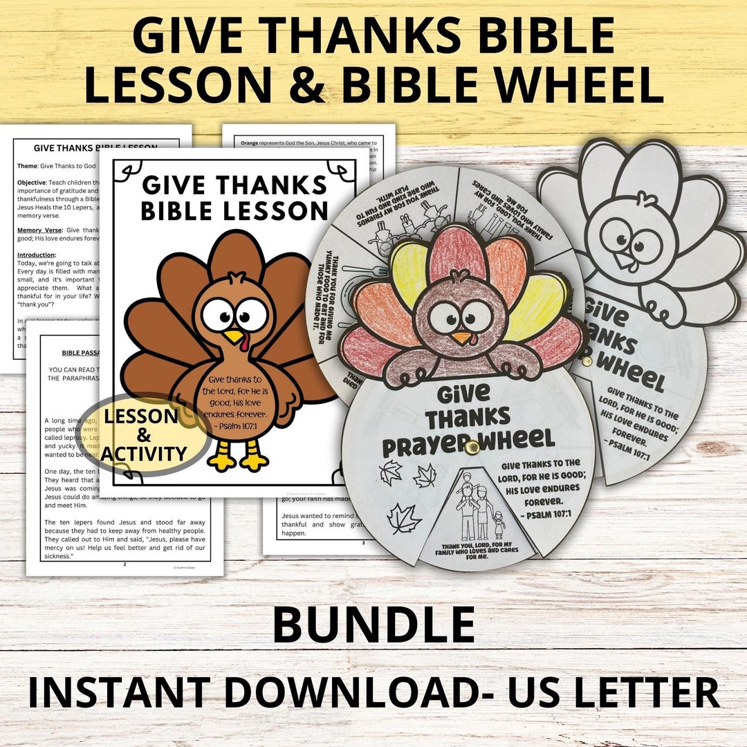 Give Thanks Thanksgiving Bible Lesson and Prayer Wheel for Kids ...