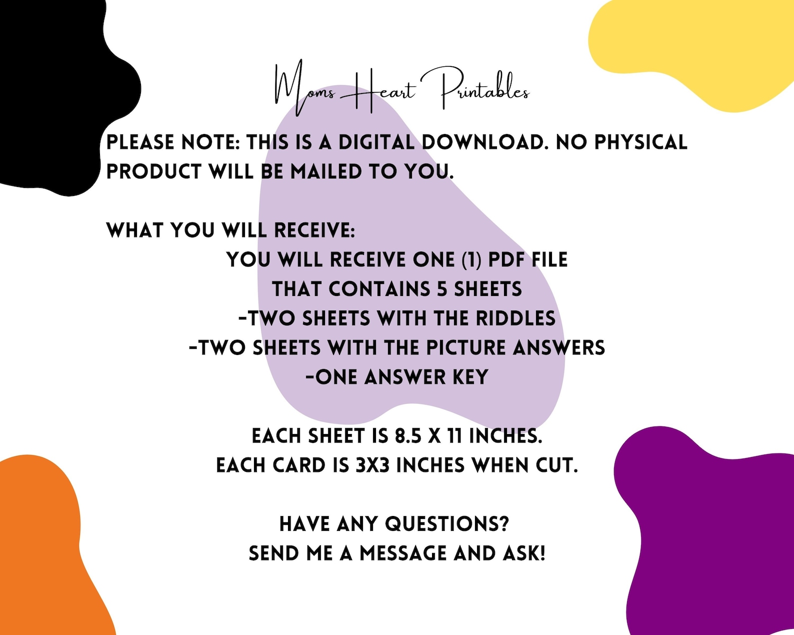 Halloween Riddles Party Game for Kids W/ Picture Answers, Home or Class ...