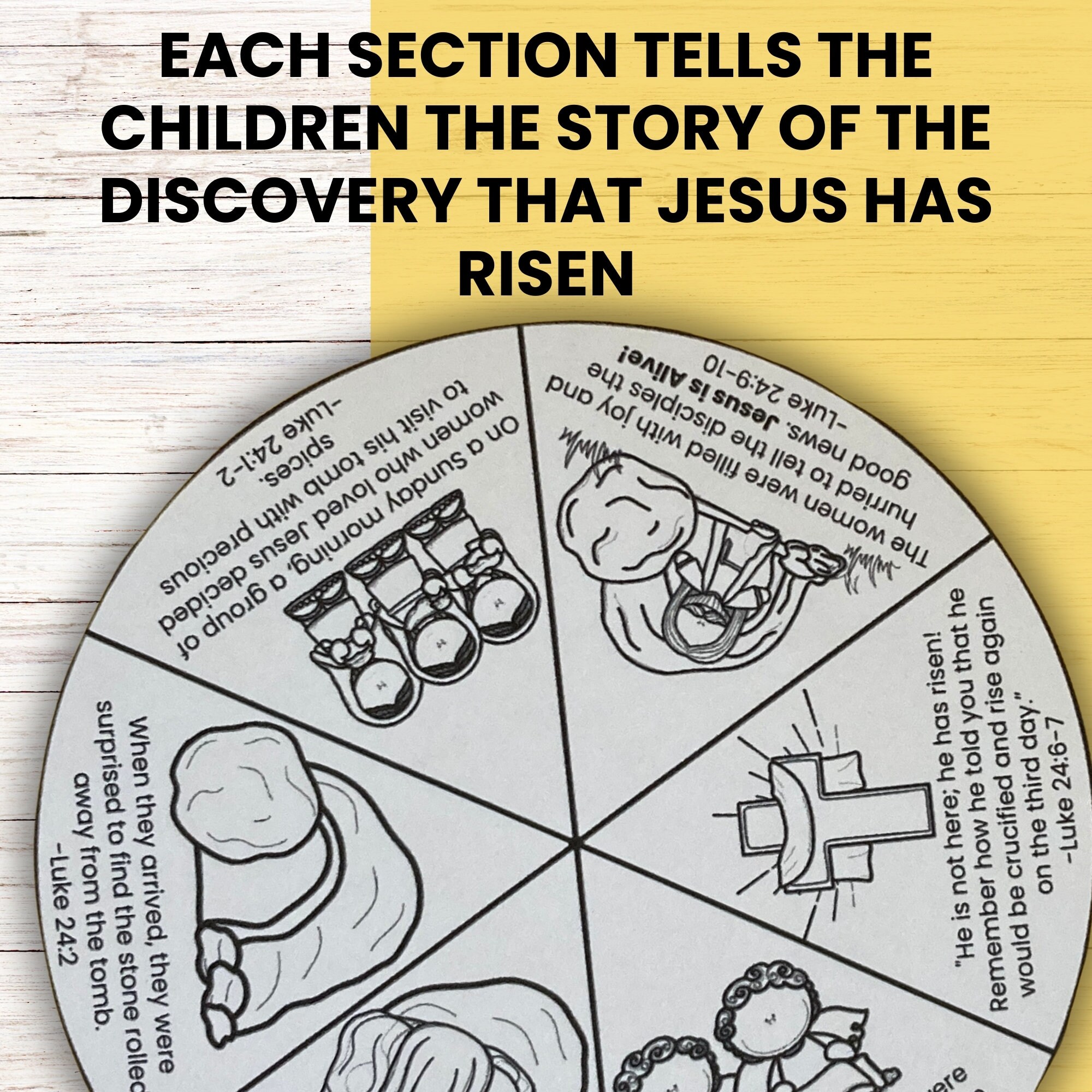 Jesus is Alive Easter Sunday Bible Story Wheel Craft, Easter Bible ...