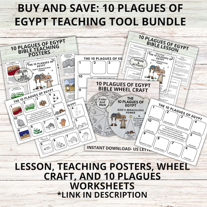 Ten Plagues of Egypt Bible Story Teaching Posters, Sunday School Lesson ...