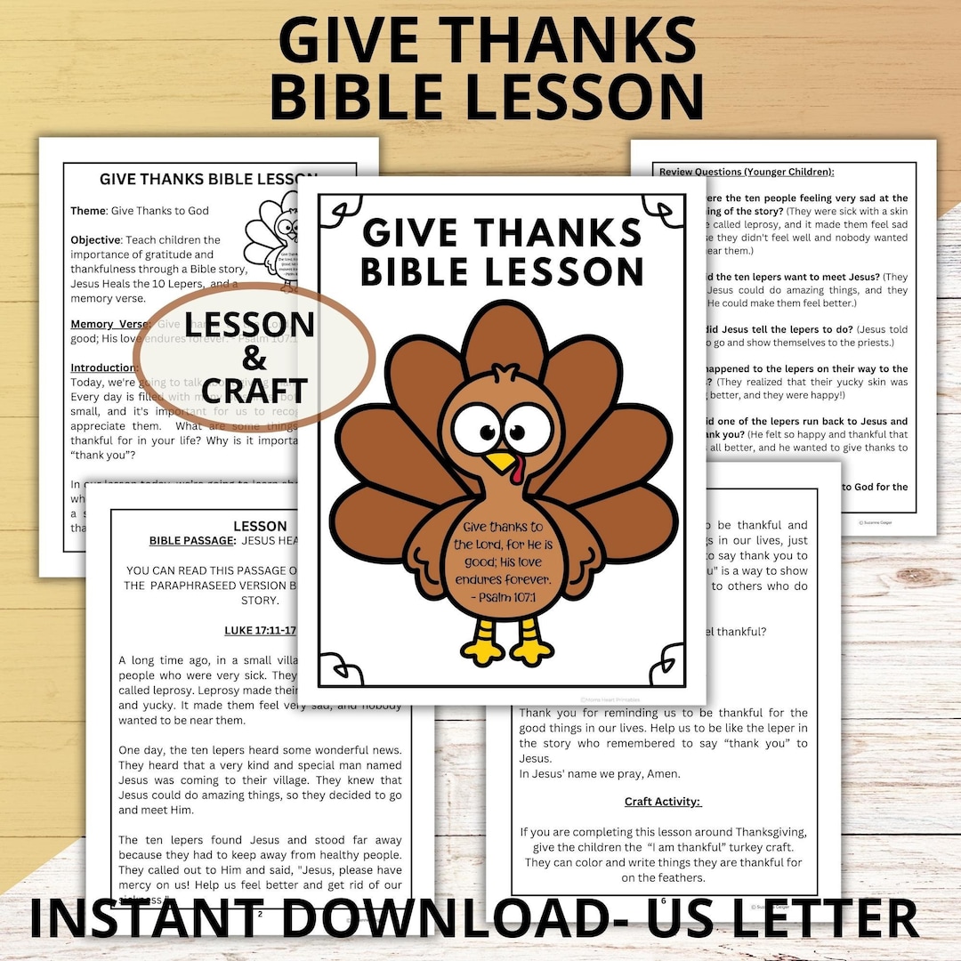 Give Thanks Thanksgiving Bible Lesson and Craft, Sunday School Bible ...