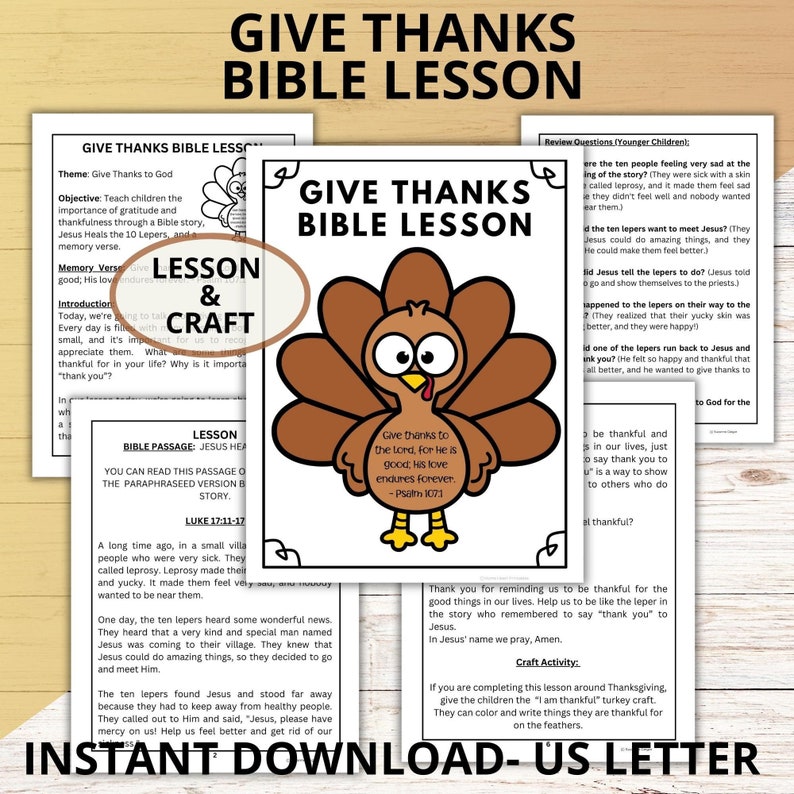 Give Thanks Thanksgiving Bible Lesson and Craft, Sunday School Bible ...
