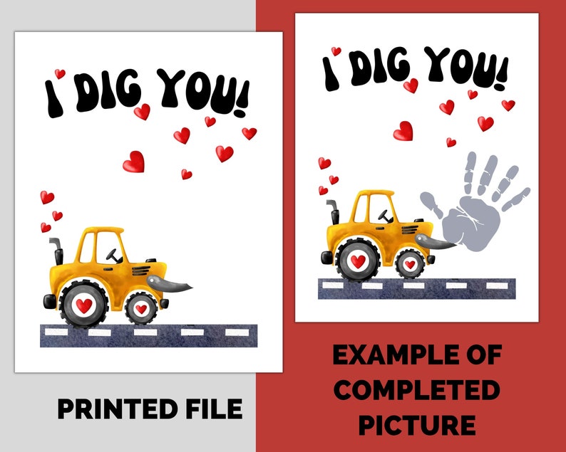 Valentines Day Handprint Craft, I Dig You Construction Handprint Art ...