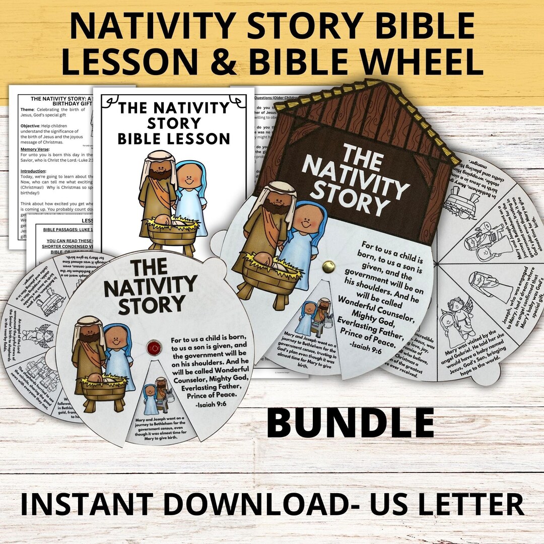 Nativity Story Christmas Bible Lesson and Coloring Bible Wheel Craft ...