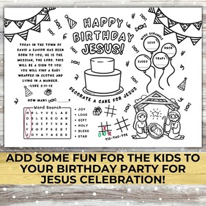 Happy Birthday Jesus Bible Activity Coloring Placemat, Christmas Sunday ...