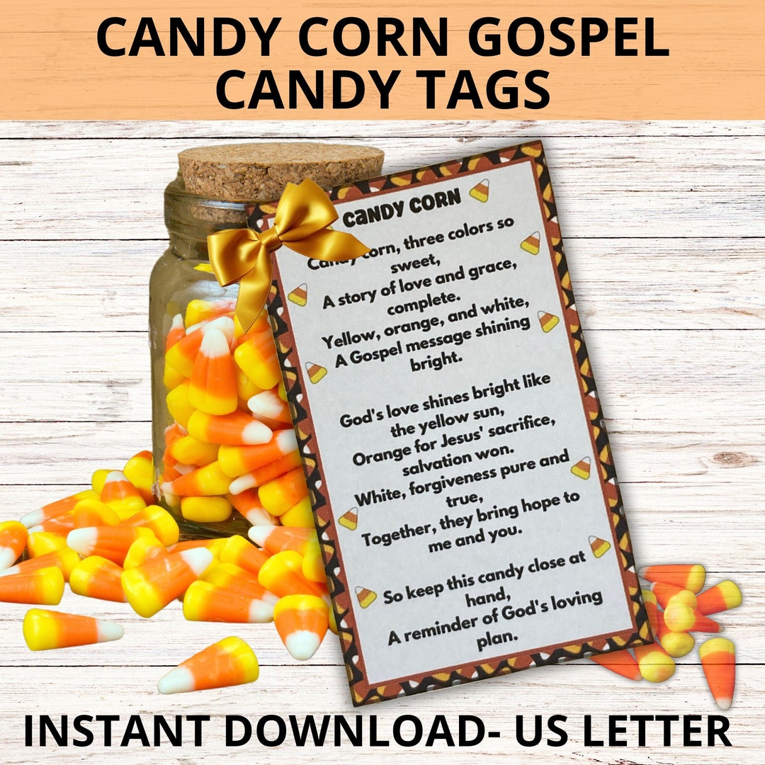 Christian Halloween Candy Corn Gospel Treat Tag Printable Poem, Candy ...