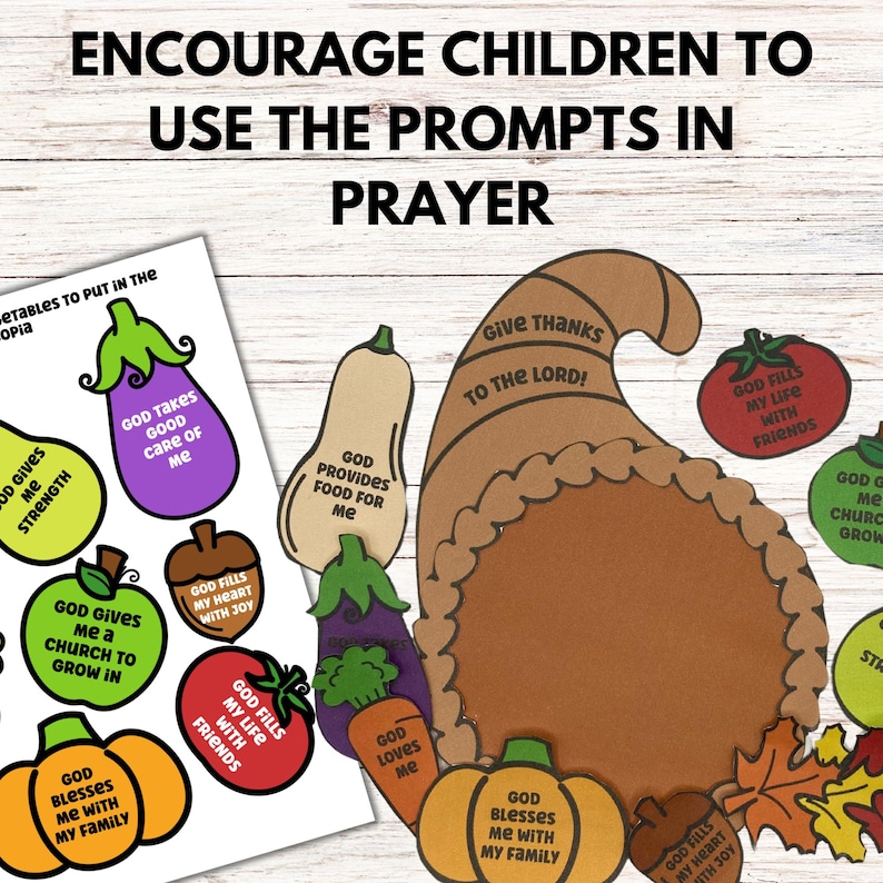 Give Thanks Cornucopia Thanksgiving Prayer Bible Craft Activity, Sunday ...