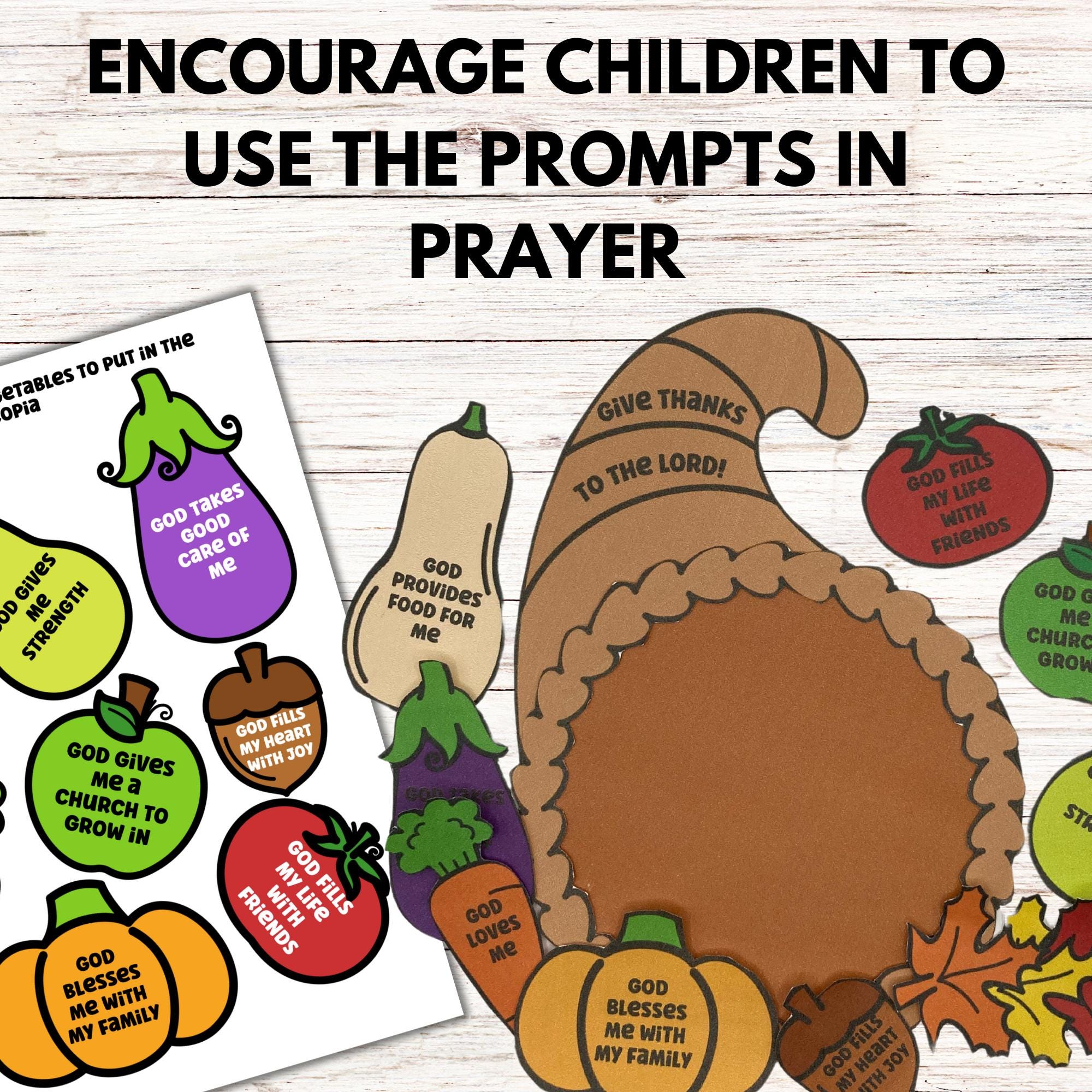 Give Thanks Cornucopia Thanksgiving Prayer Bible Craft Activity, Sunday ...