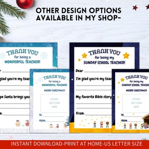 Printable Teacher Christmas Gift Card Holder, Teacher Appreciation ...