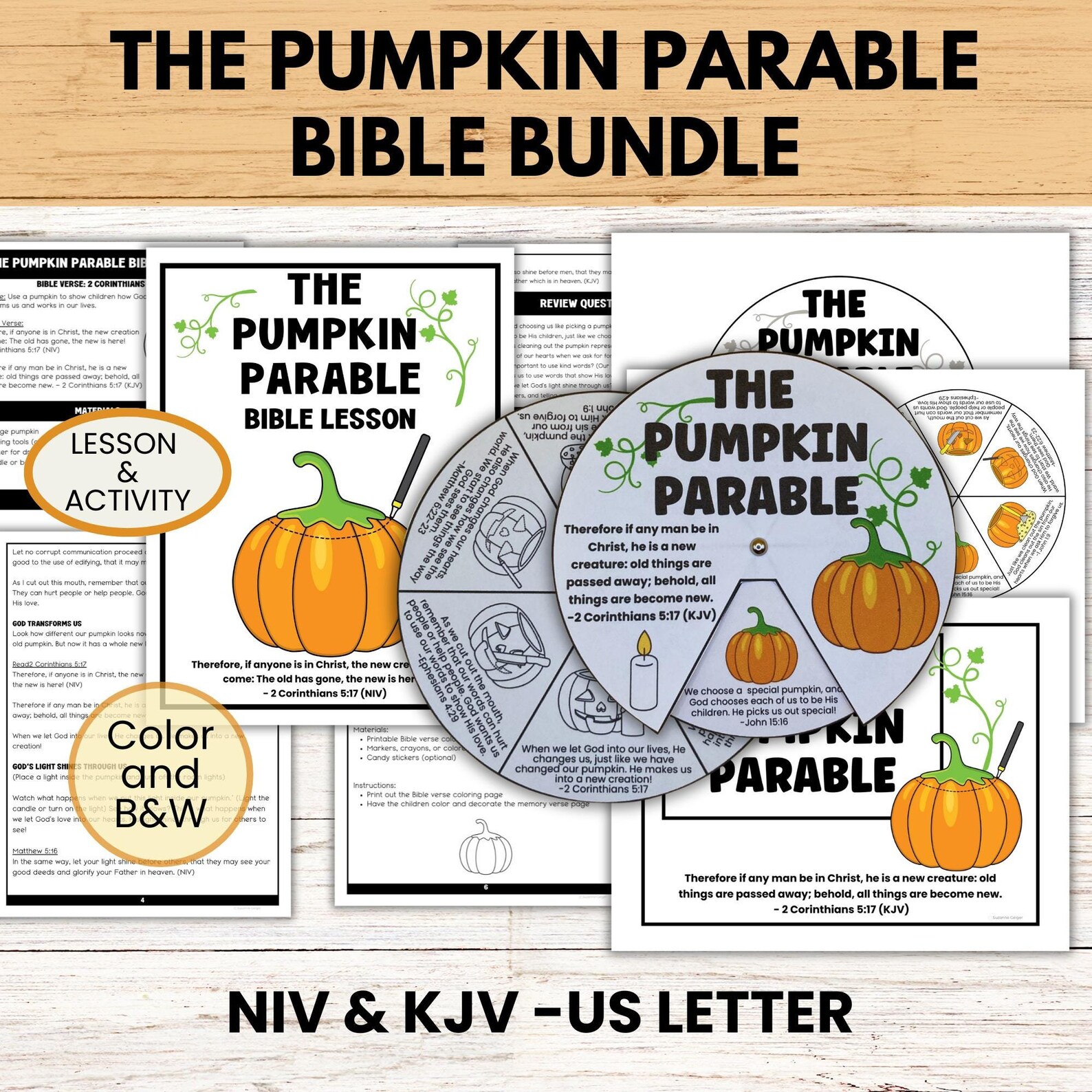 Christian Halloween Pumpkin Parable Bible Lesson and Wheel Craft ...