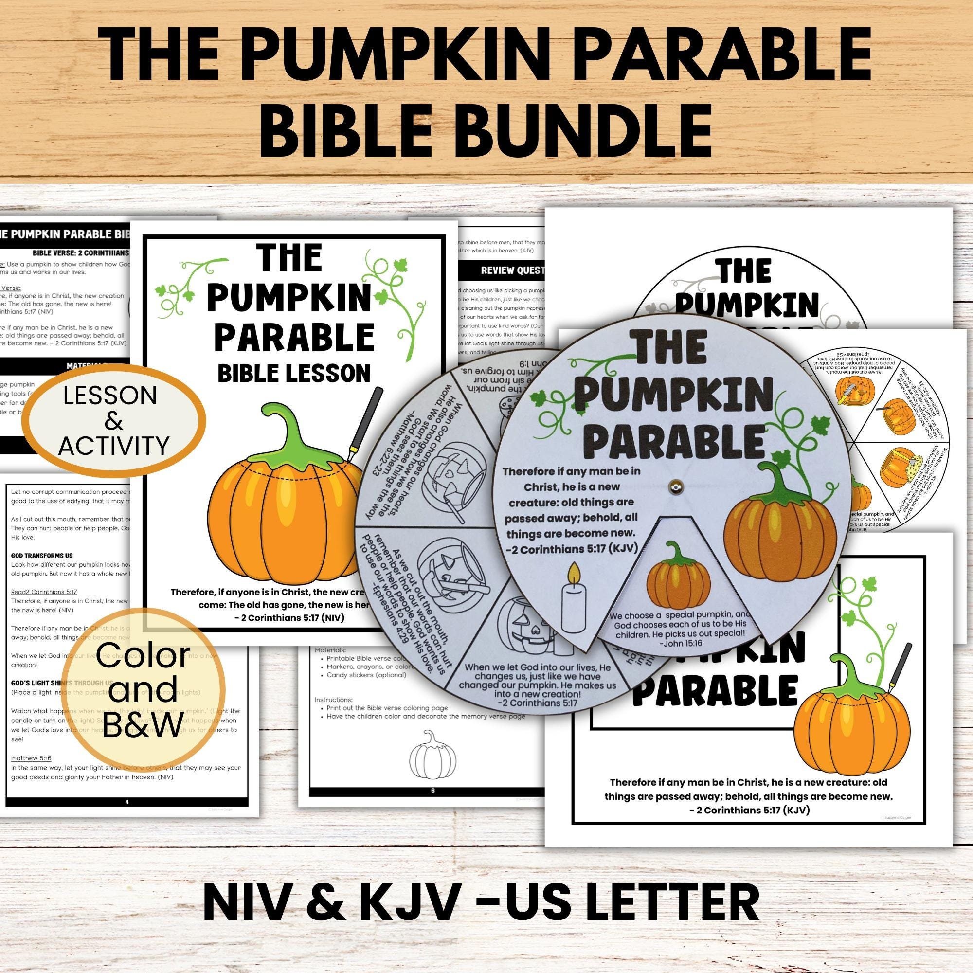 Christian Halloween Pumpkin Parable Bible Lesson and Wheel Craft ...