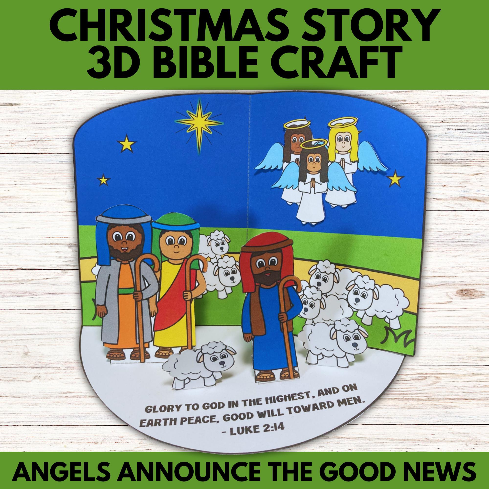 Angels Announce the Good News Bible Craft Activity, Luke 2 Shepherds ...