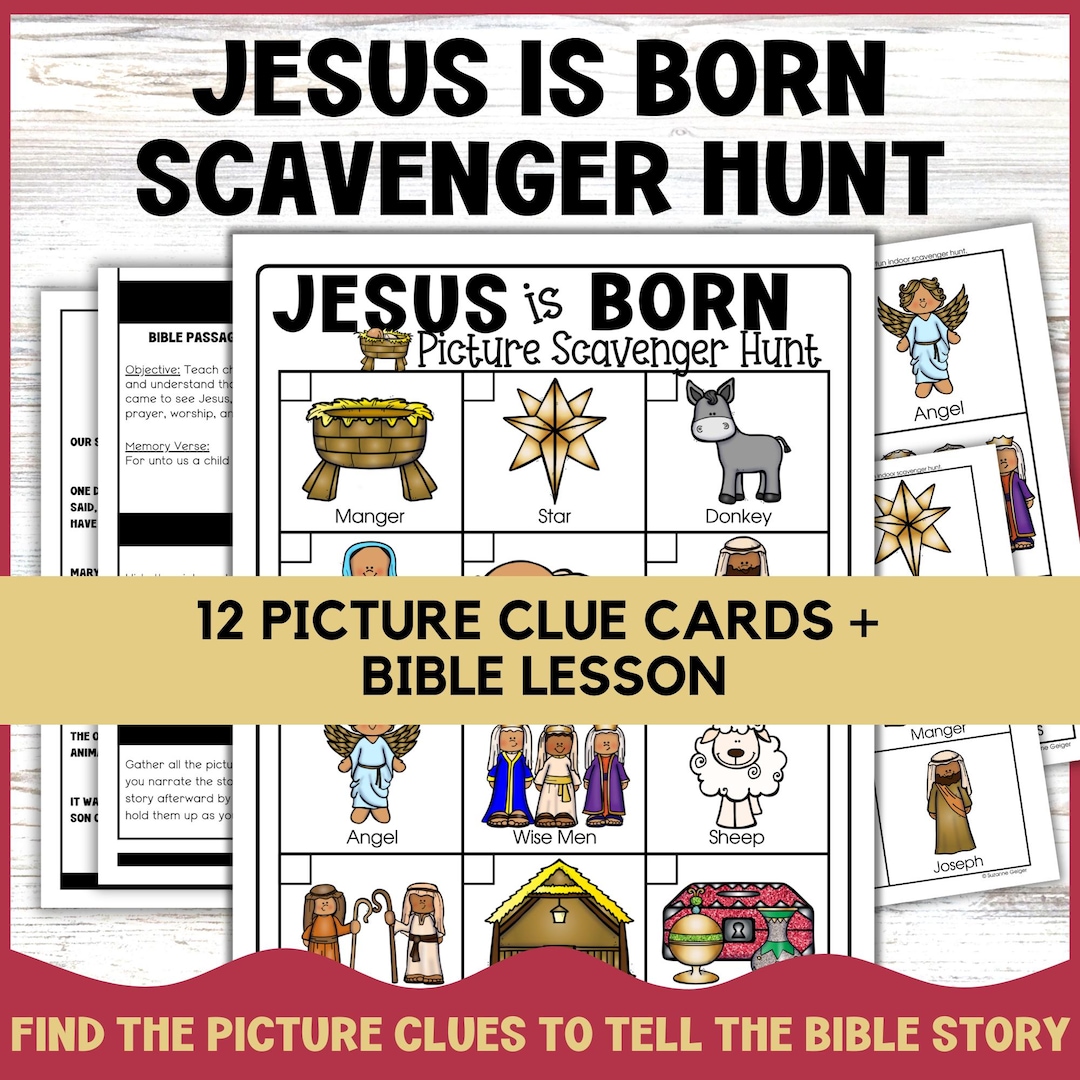 Jesus is Born Christmas Nativity Bible Lesson Church Scavenger Hunt ...