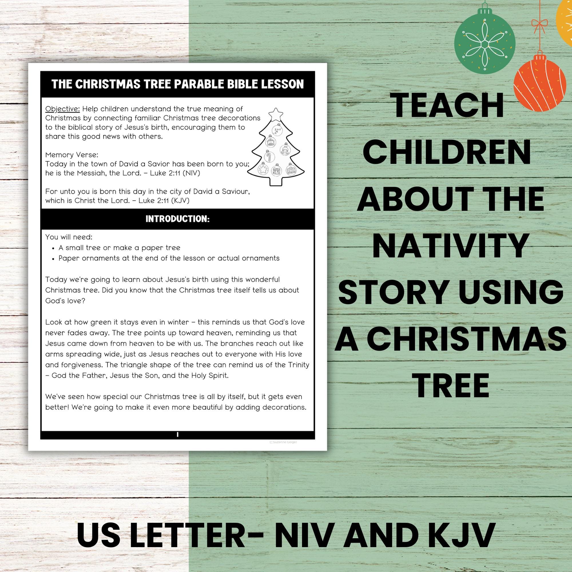 Birth of Jesus Christmas Tree Parable Bible Lesson, Christmas Sunday ...