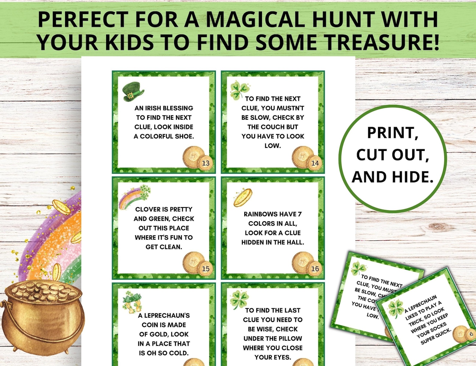 St. Patrick's Day Indoor Scavenger Hunt, St. Patricks Day Treasure Hunt ...