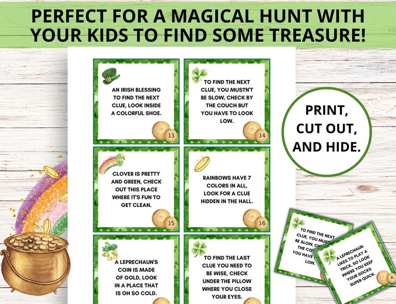 St. Patrick's Day Indoor Scavenger Hunt, St. Patricks Day Treasure Hunt ...