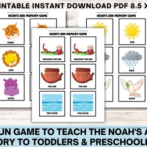 Noah's Ark Bible Memory Match Cards for Kids, Memory Game for Toddlers ...