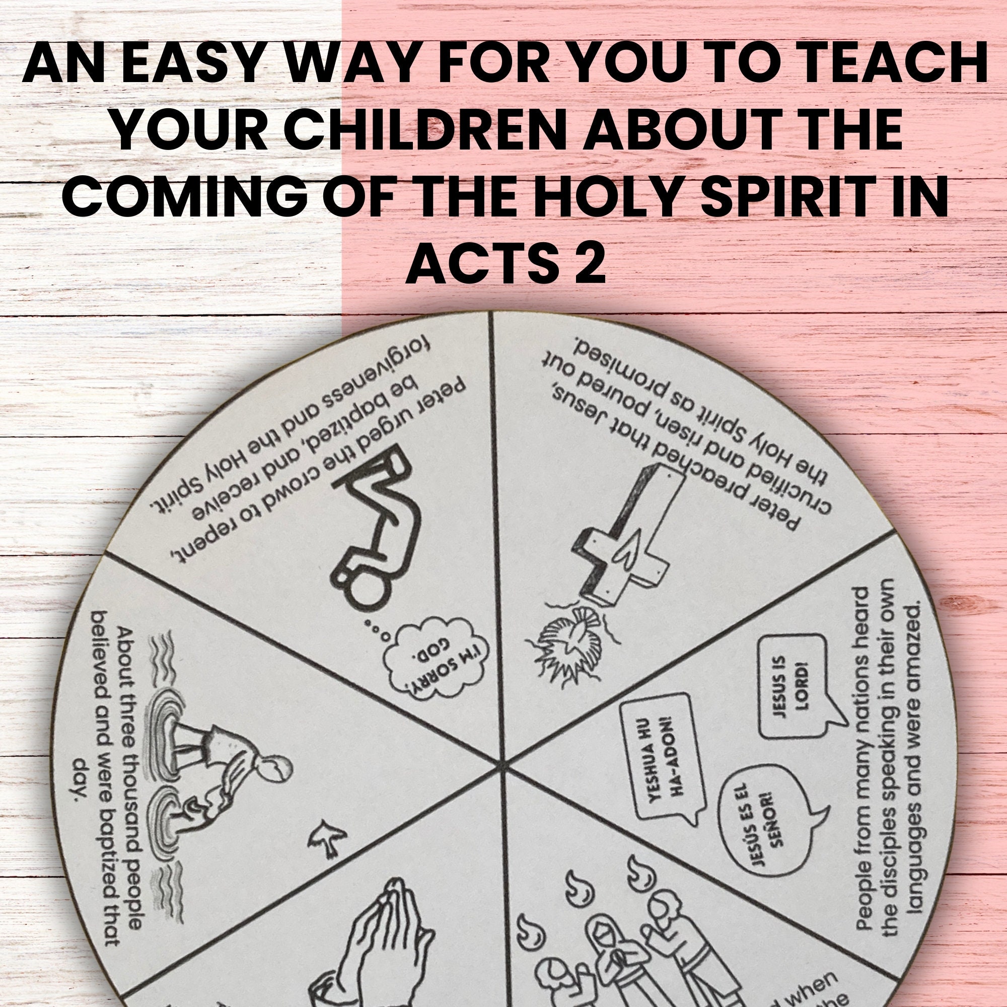 Pentecost Holy Spirit Comes Bible Wheel Craft Sunday School Lesson for ...