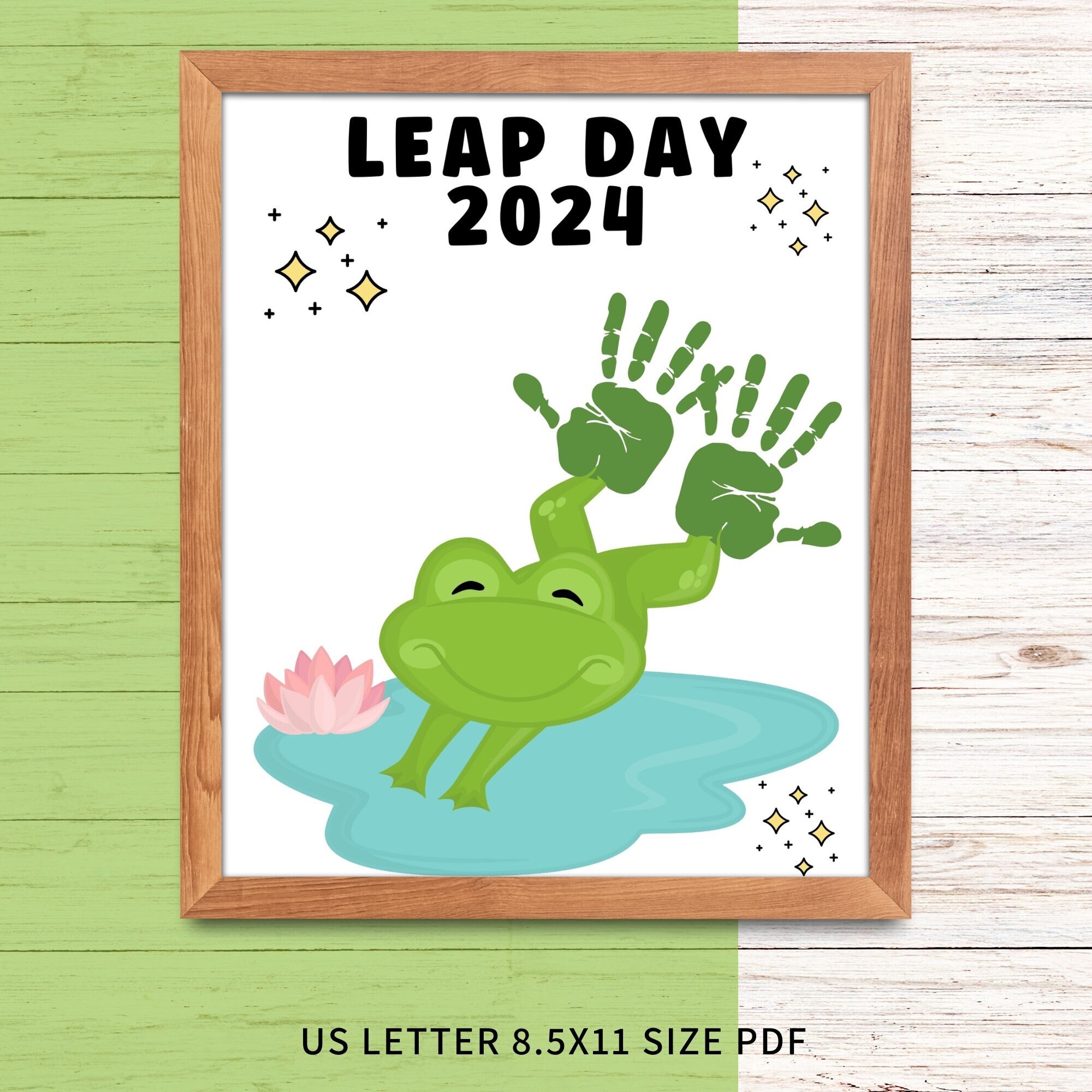 Leap Year 2024 Handprint Craft, Leap Day Handprint Art, Frog Handprint ...