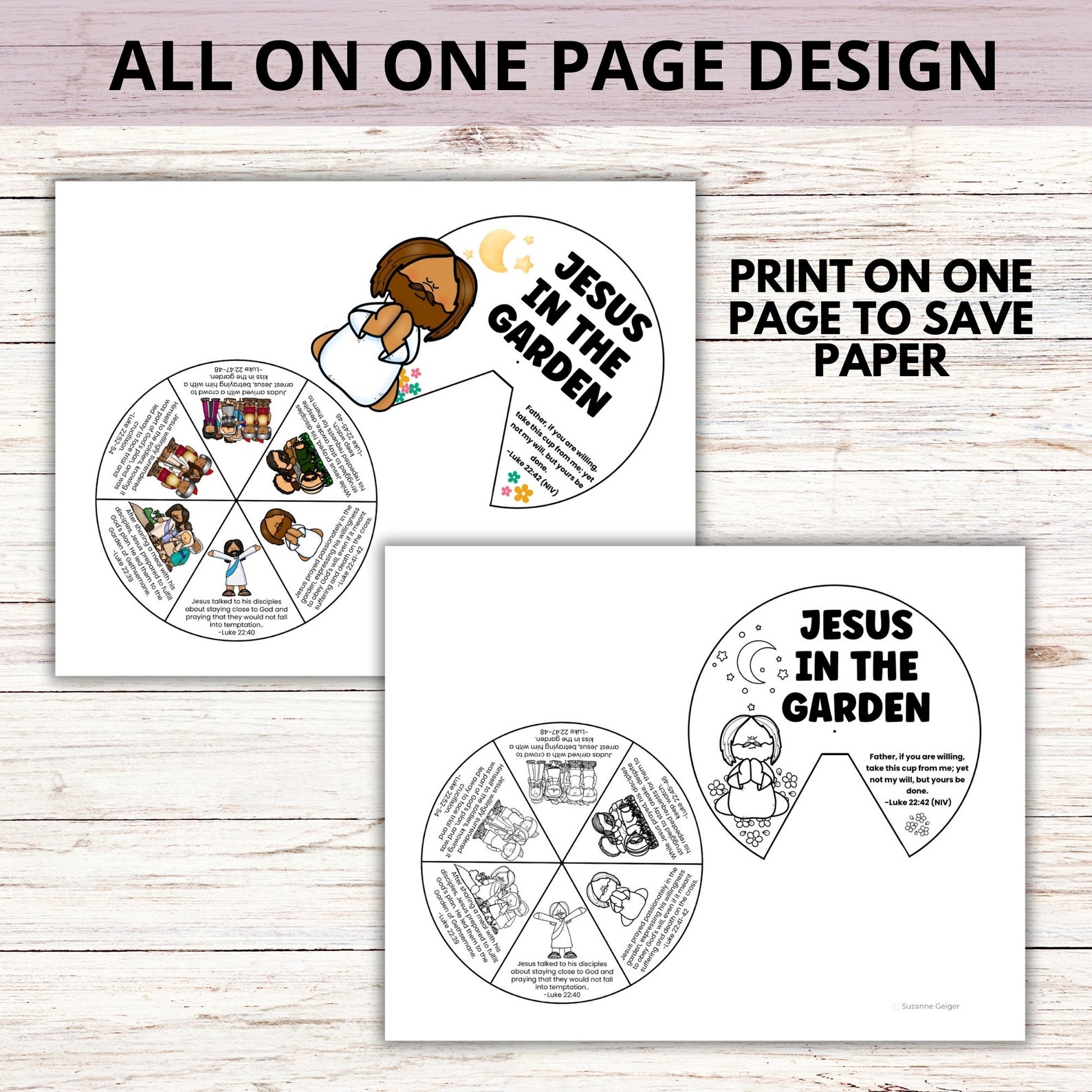 Jesus in the Garden Easter Holy Week Bible Coloring Wheel Craft for ...