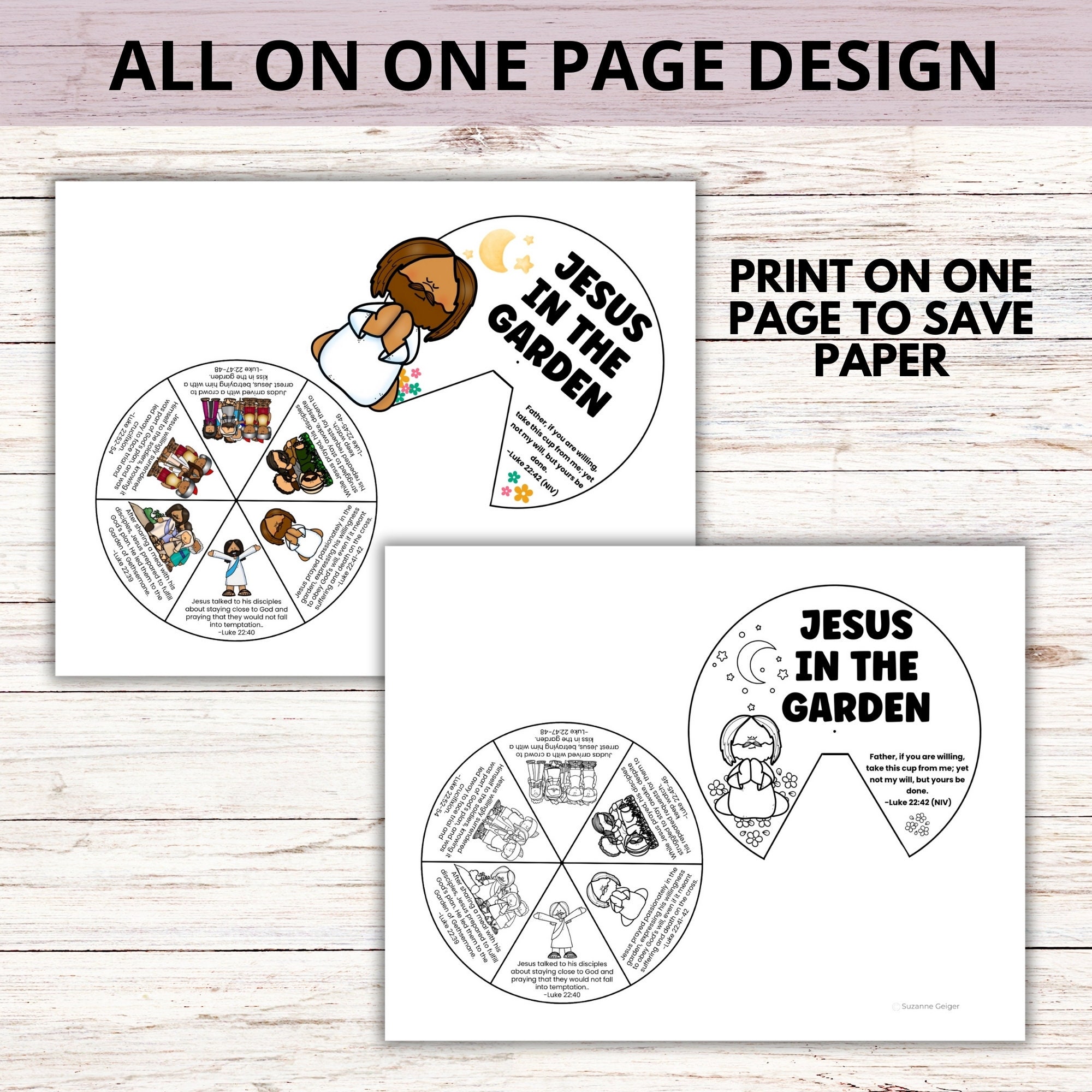 Jesus in the Garden Easter Holy Week Bible Coloring Wheel Craft for ...