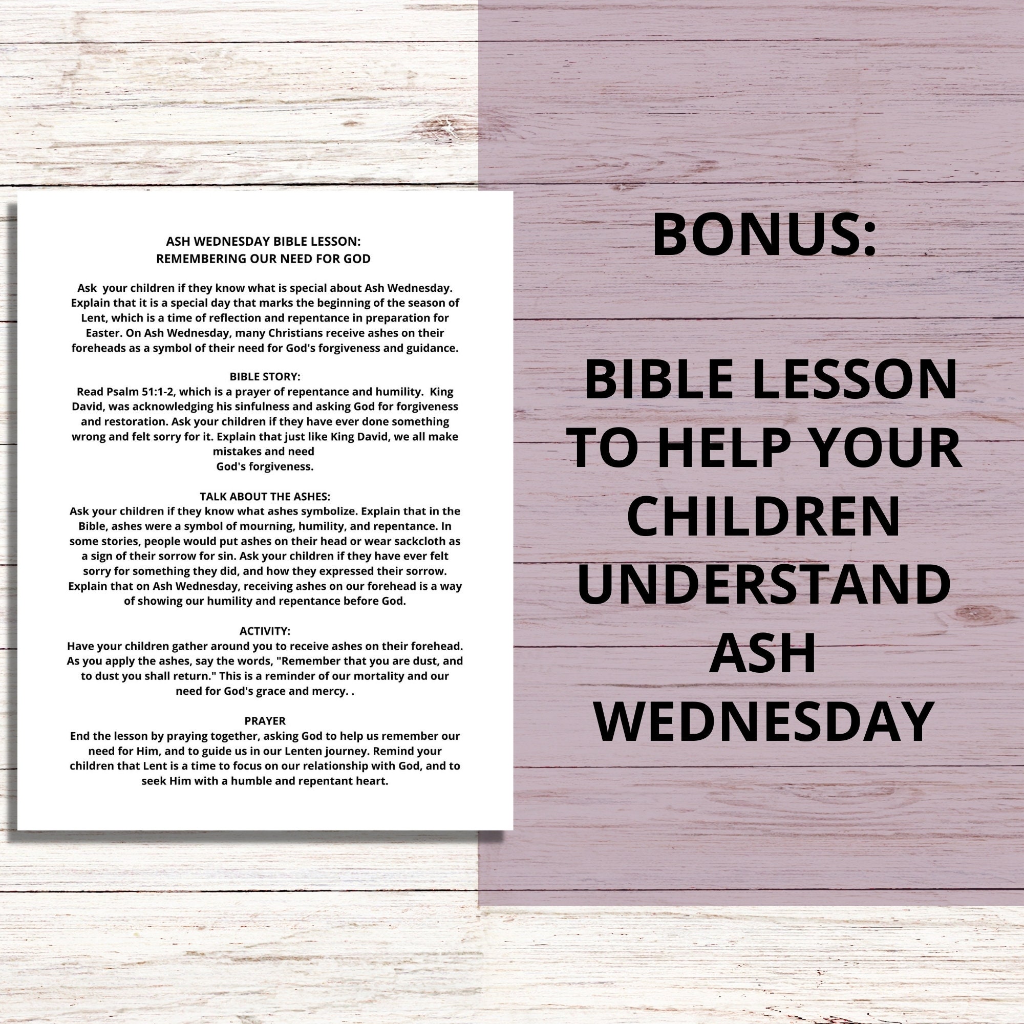 Kids 40 Days Lenten Calendar 2026, Lent Activity Calendar for Kids, Ash ...