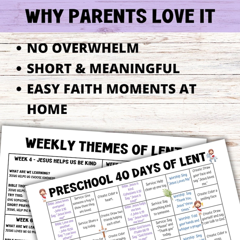 Preschool 40 Days Lenten Calendar 2026, Christian Lent Activities for ...