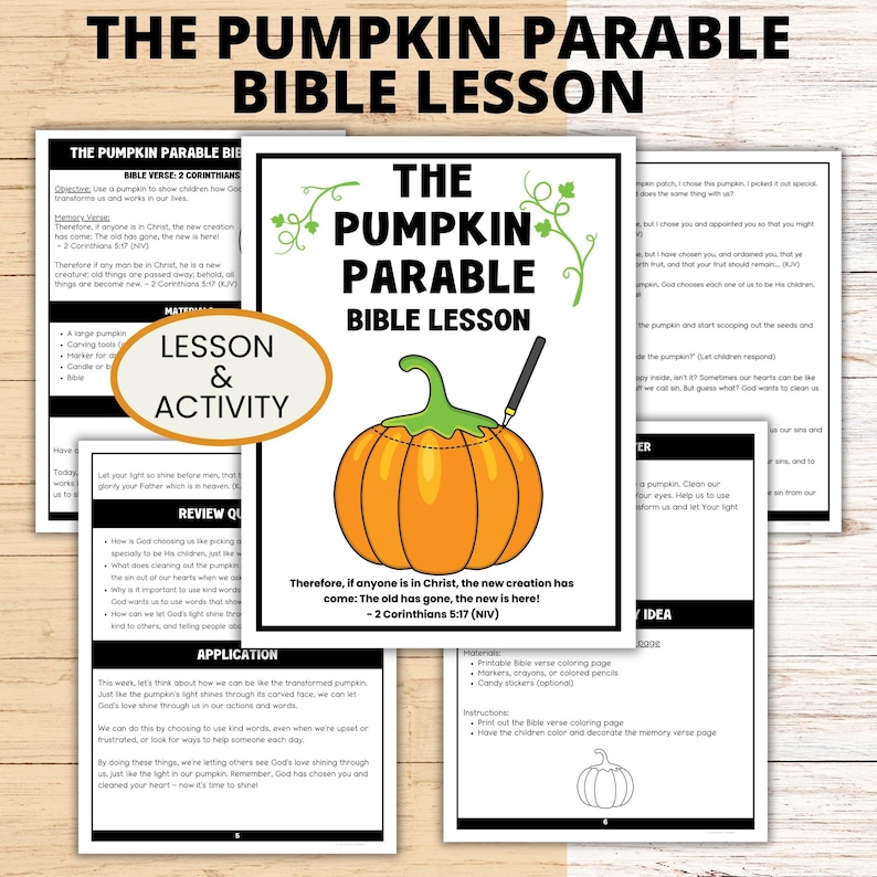 Christian Halloween Pumpkin Parable Bible Lesson and Wheel Craft ...