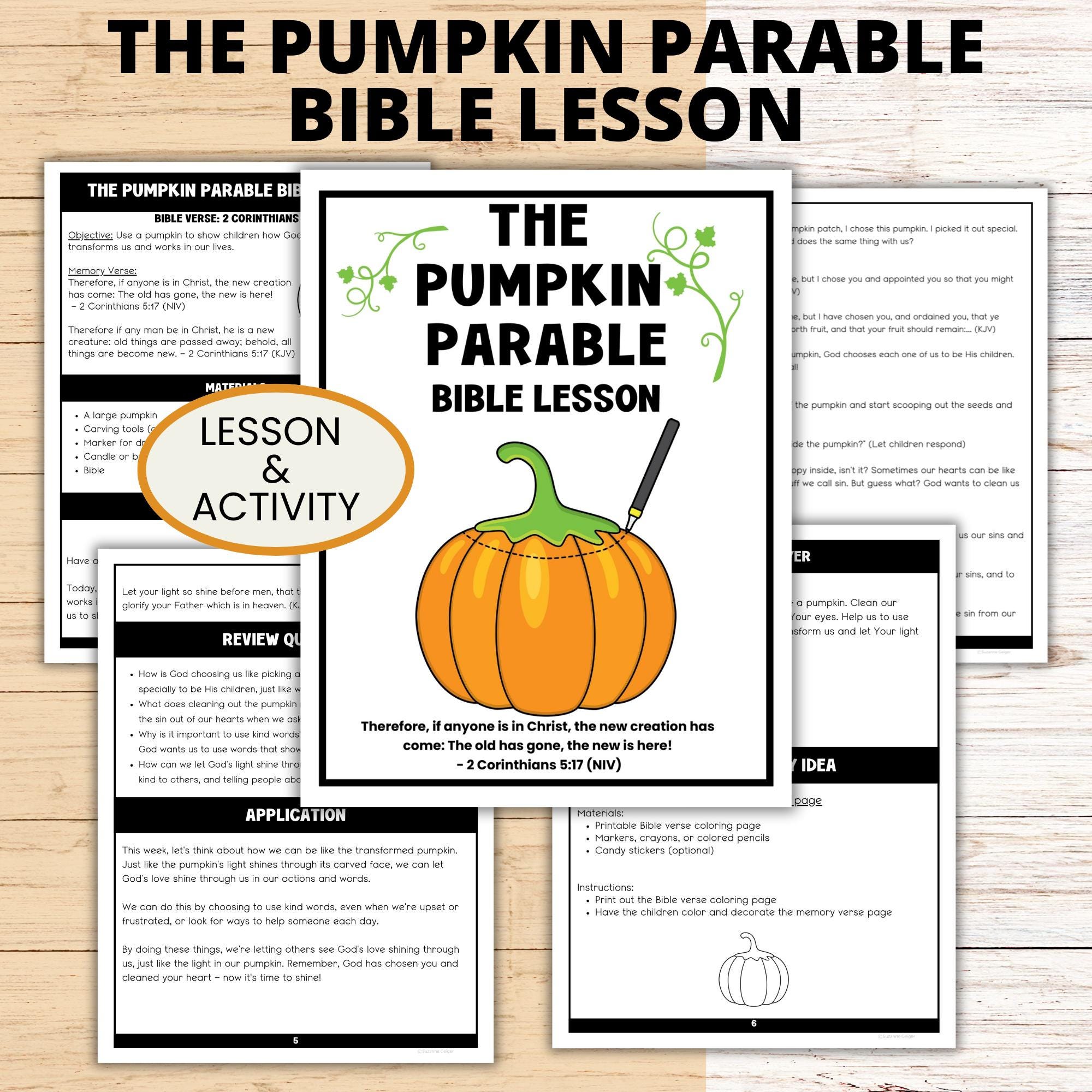 Christian Halloween Pumpkin Parable Bible Lesson and Wheel Craft ...