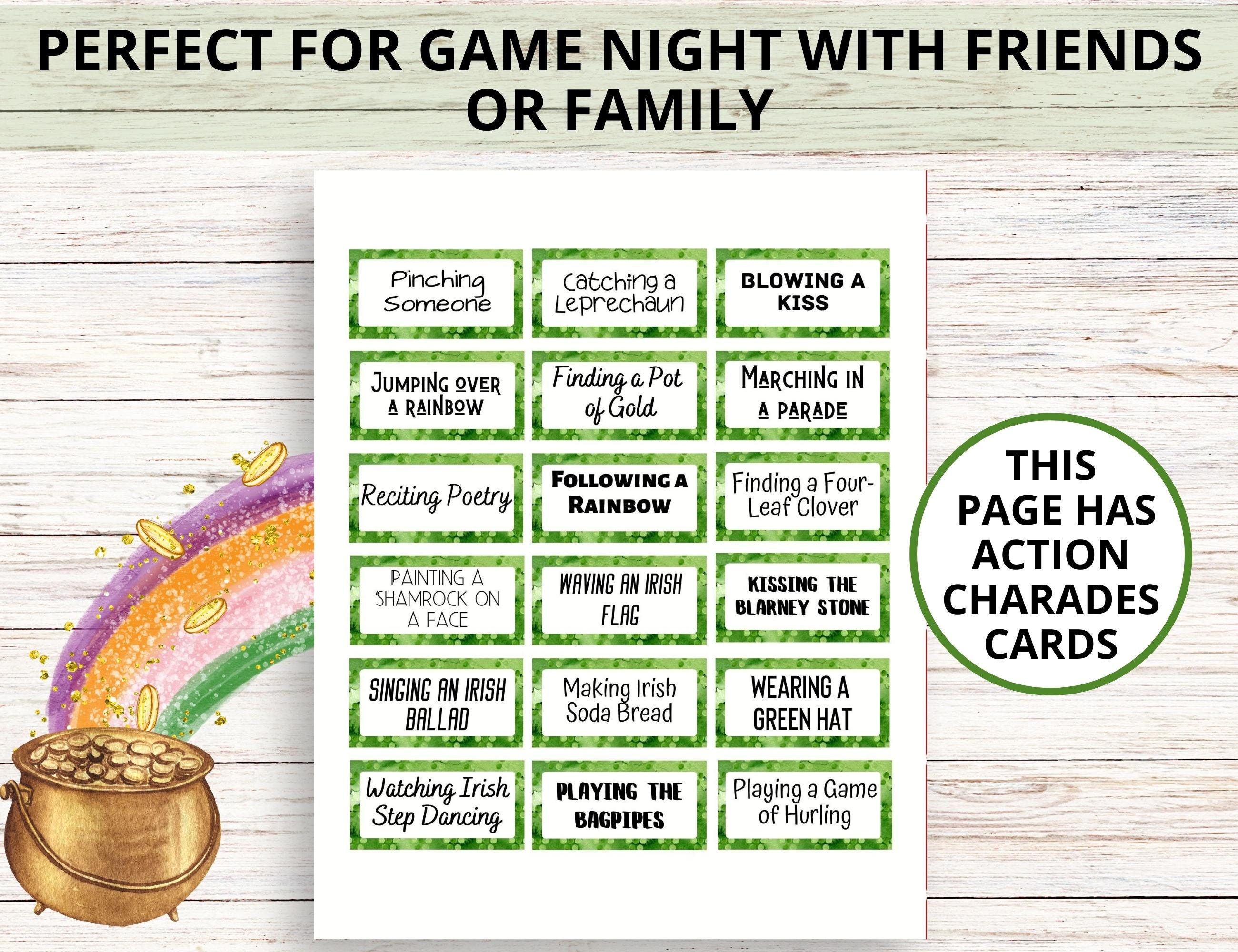 St. Patrick's Day Charades Game, St. Pattys Day Party Game for Kids and ...