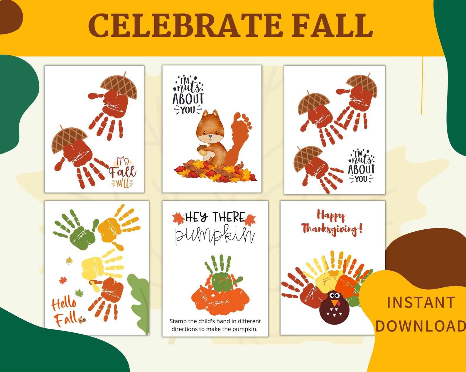 Fall Handprint Craft Bundle, Autumn Preschool Hand and Footprint ...