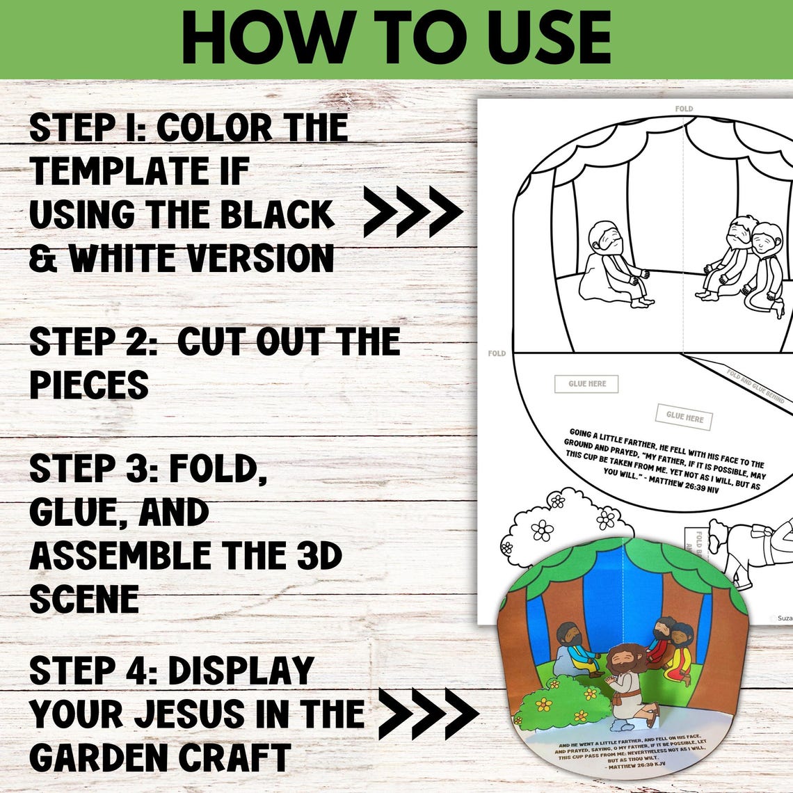 Jesus in the Garden Bible Craft Activity, Garden of Gethsemane Easter ...