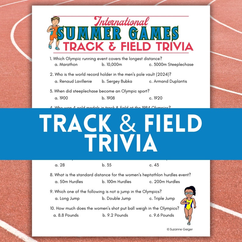 Track and Field Trivia Party Game, Track Summer Games 2024 Printable ...