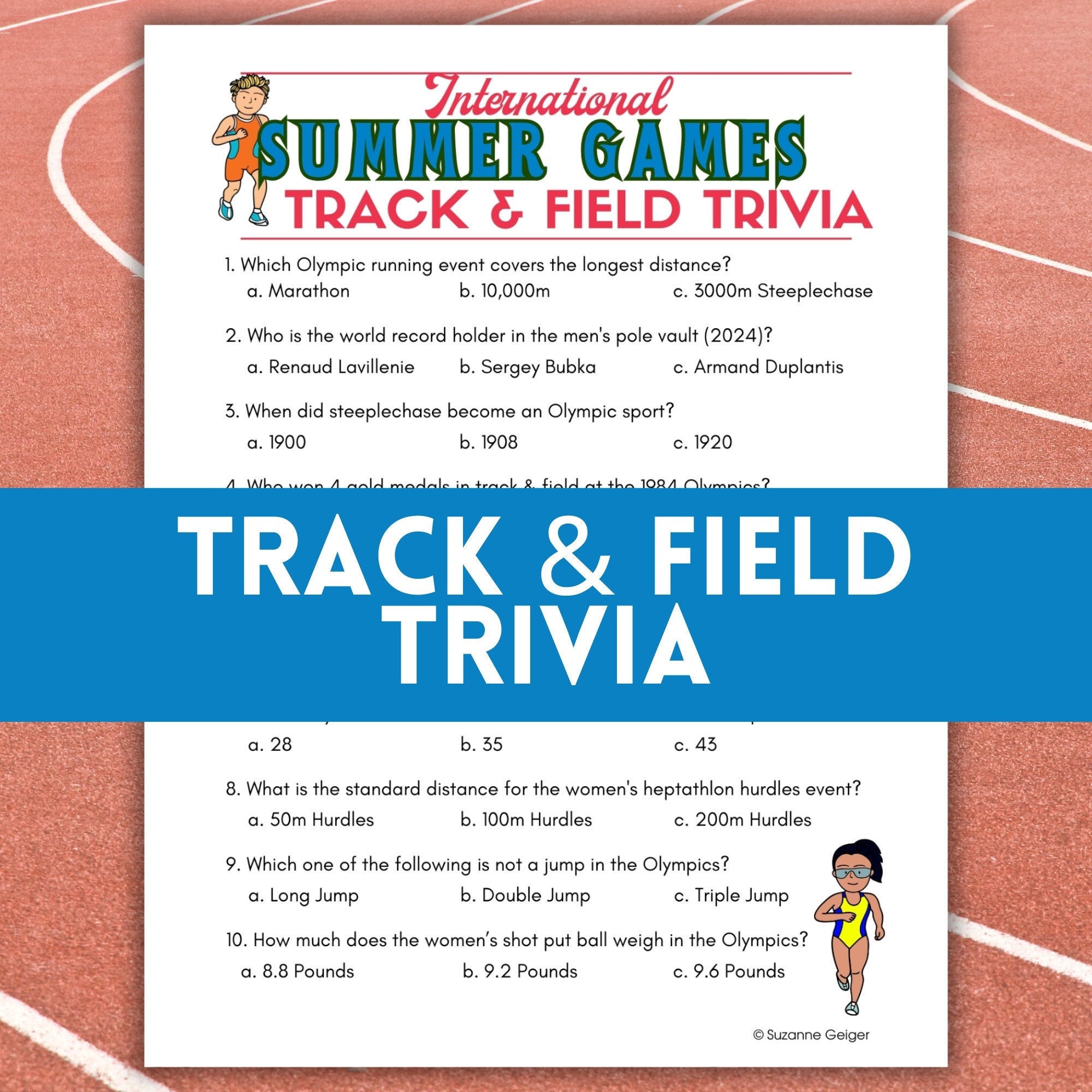 Track and Field Trivia Party Game, Track Summer Games 2024 Printable ...