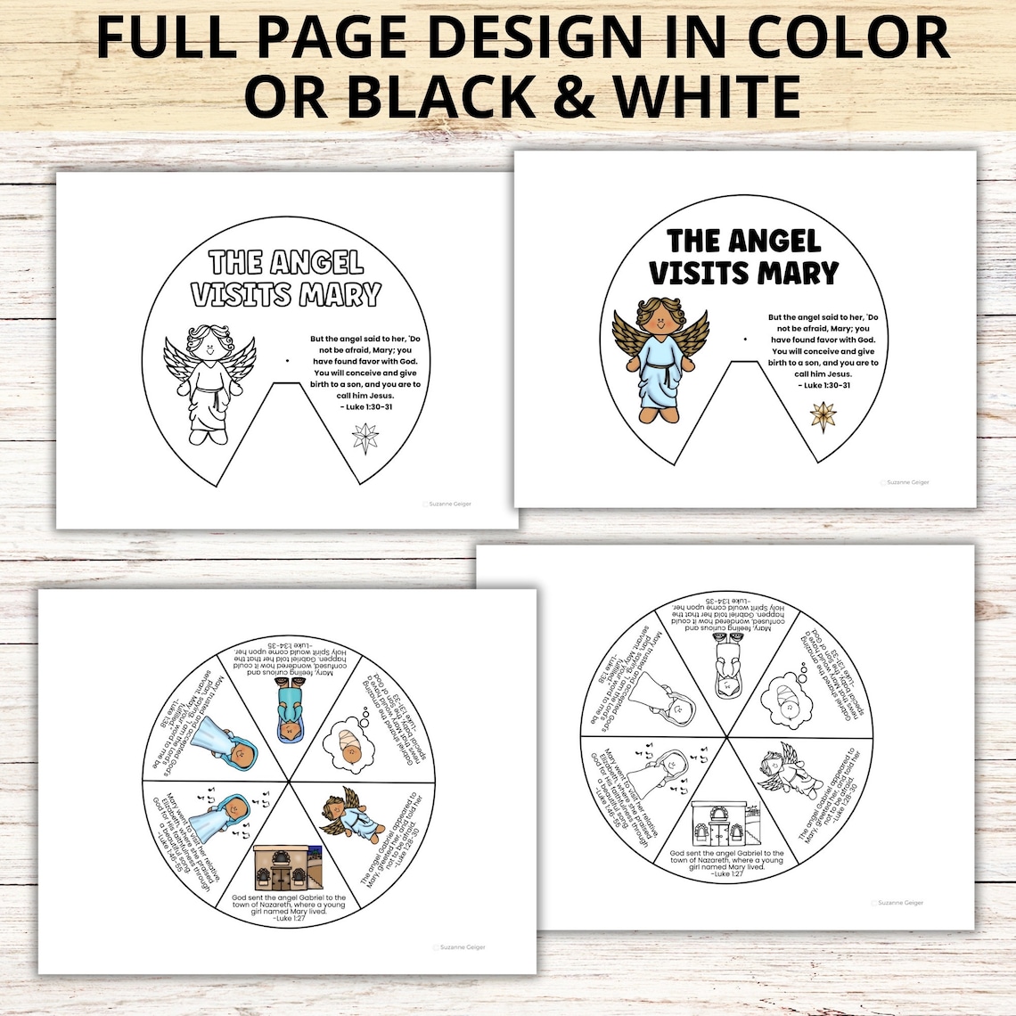 The Angel Visits Mary Coloring Wheel Craft Printable for Kids ...