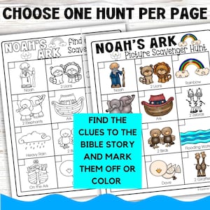 Noah's Ark Bible Lesson Scavenger Hunt Activity Prek, Sunday School ...