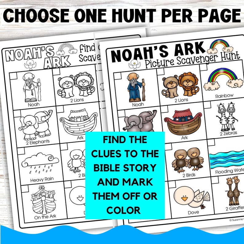 Noah's Ark Bible Lesson Scavenger Hunt Activity Prek, Sunday School ...