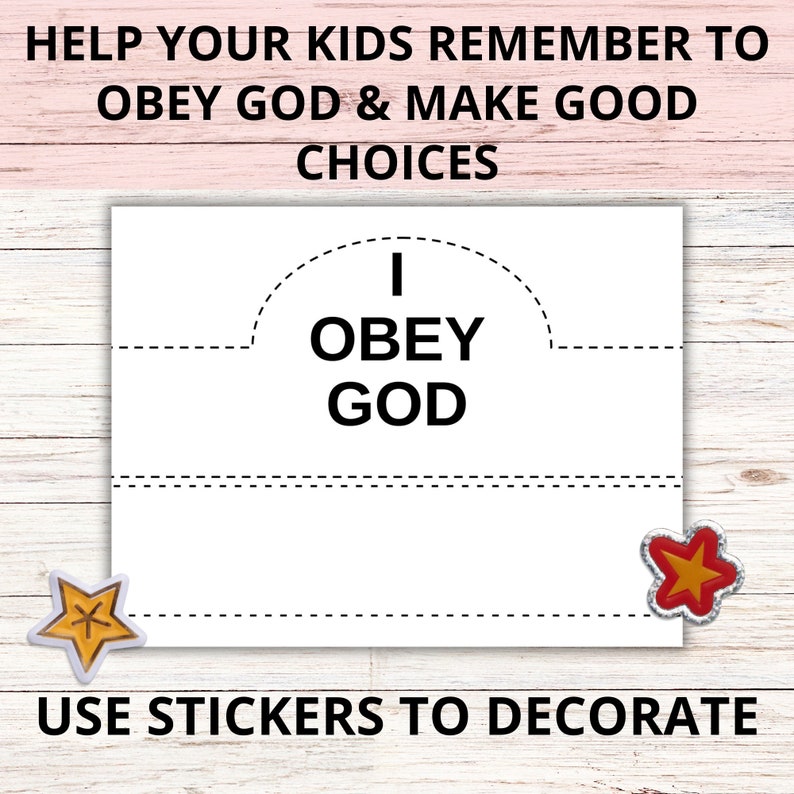 I Obey God Bible Crown Craft Activity Printable, Sunday School Bible ...