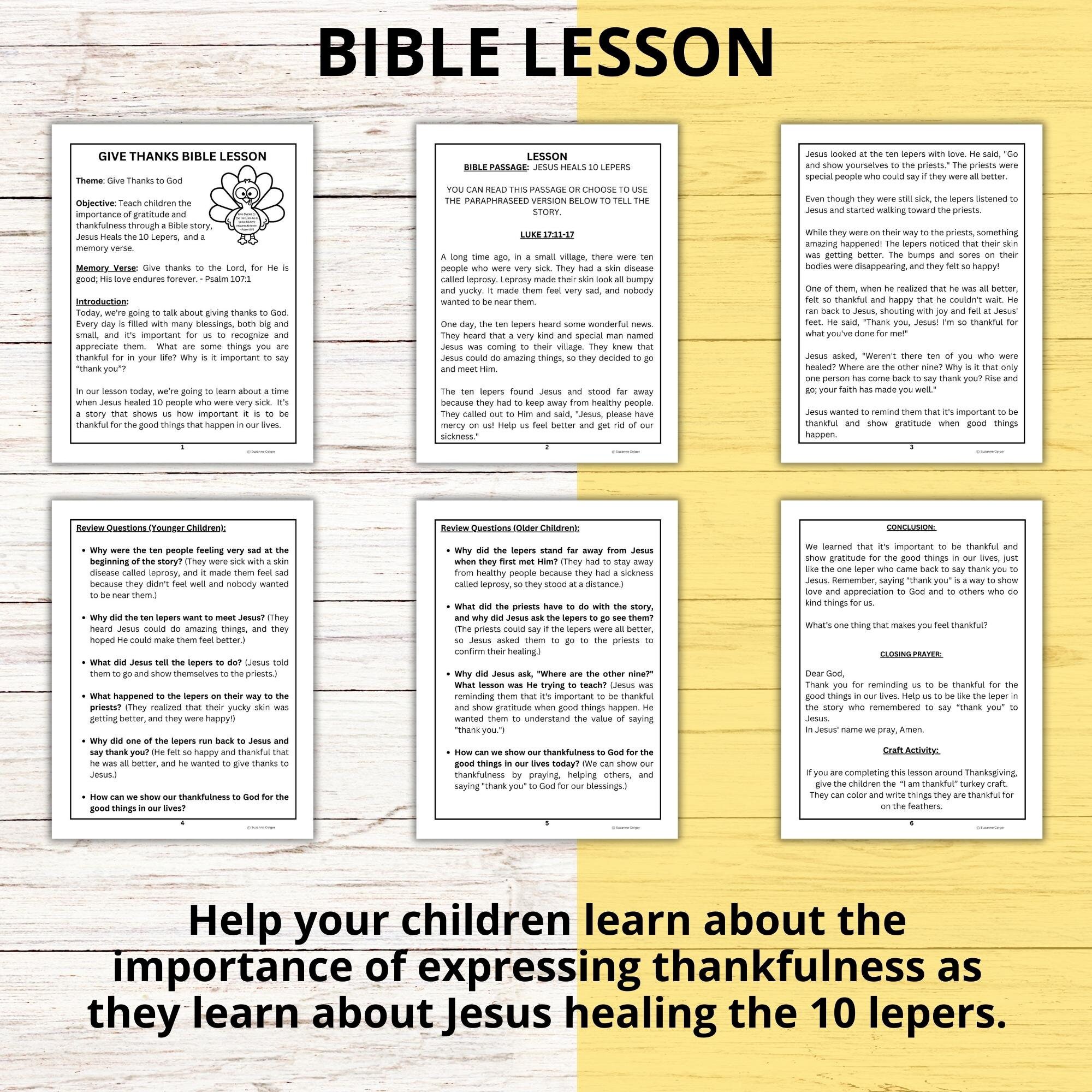 Give Thanks Thanksgiving Bible Lesson and Prayer Wheel for Kids ...