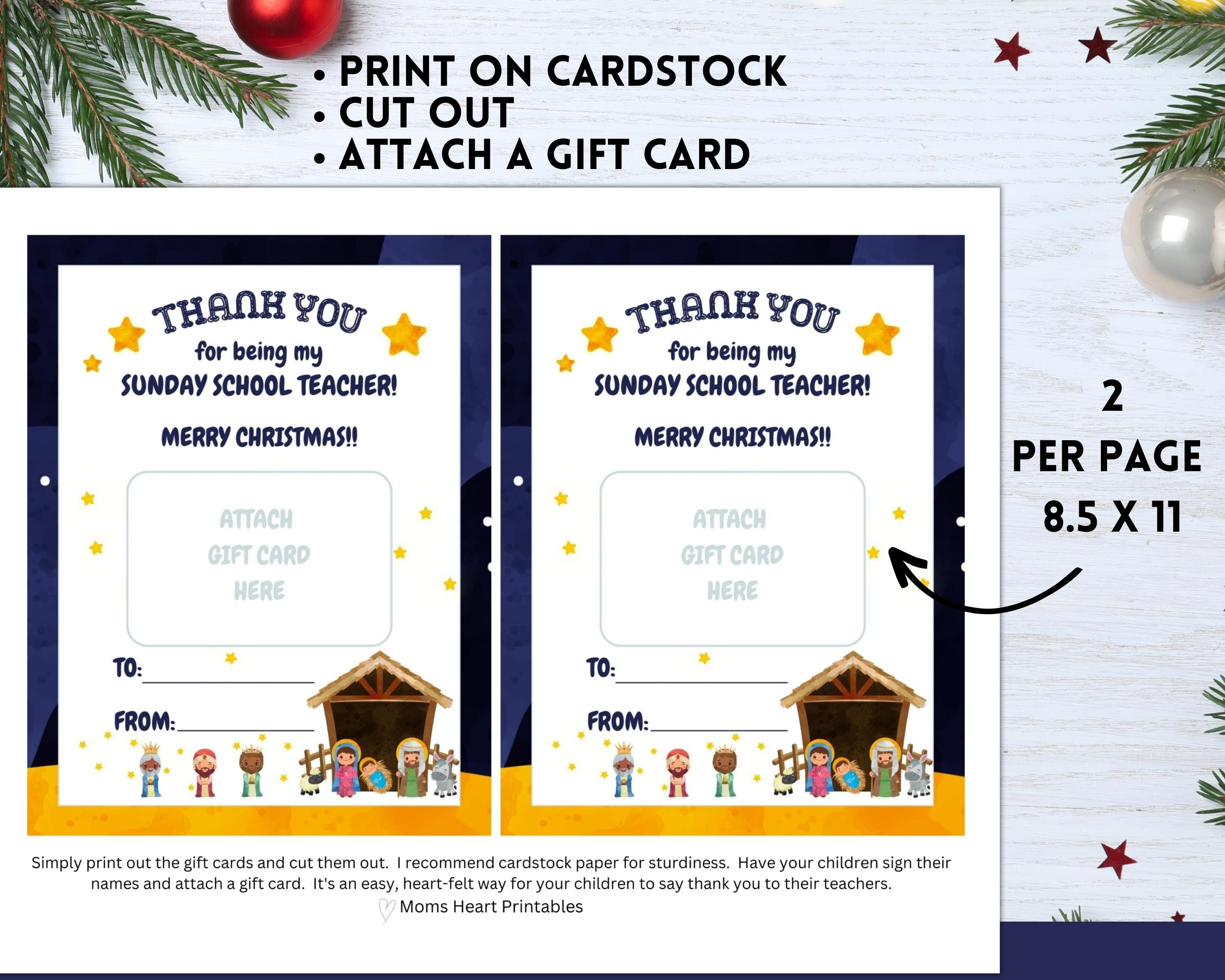 Sunday School Teacher Thank You, Christmas Appreciation Letter ...