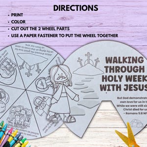 Holy Week Easter Story Bible Wheel Coloring Craft Sunday School ...