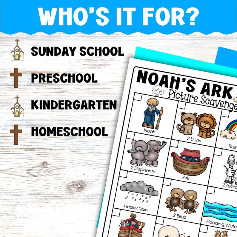 Noah's Ark Bible Lesson Scavenger Hunt Activity Prek, Sunday School ...