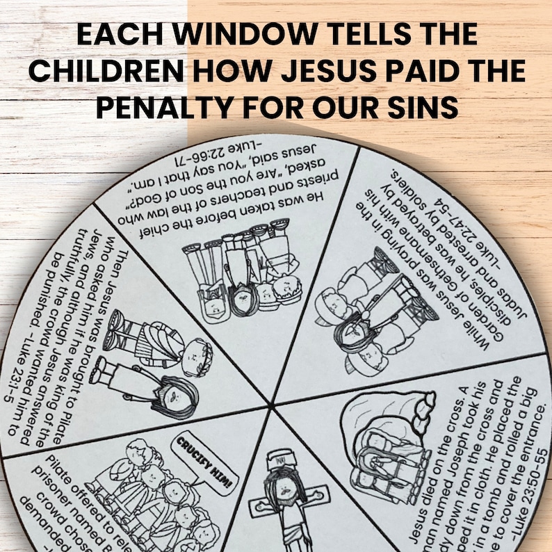 Jesus's Trial and Crucifixion Holy Week Bible Coloring Wheel Craft for ...