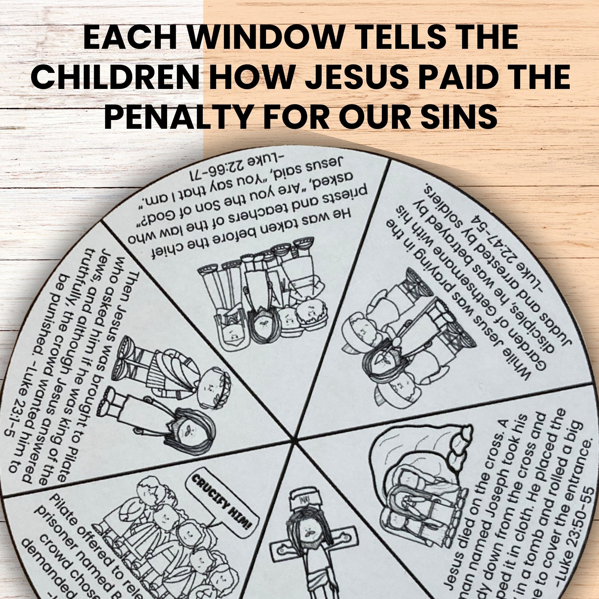 Jesus's Trial and Crucifixion Holy Week Bible Coloring Wheel Craft for ...
