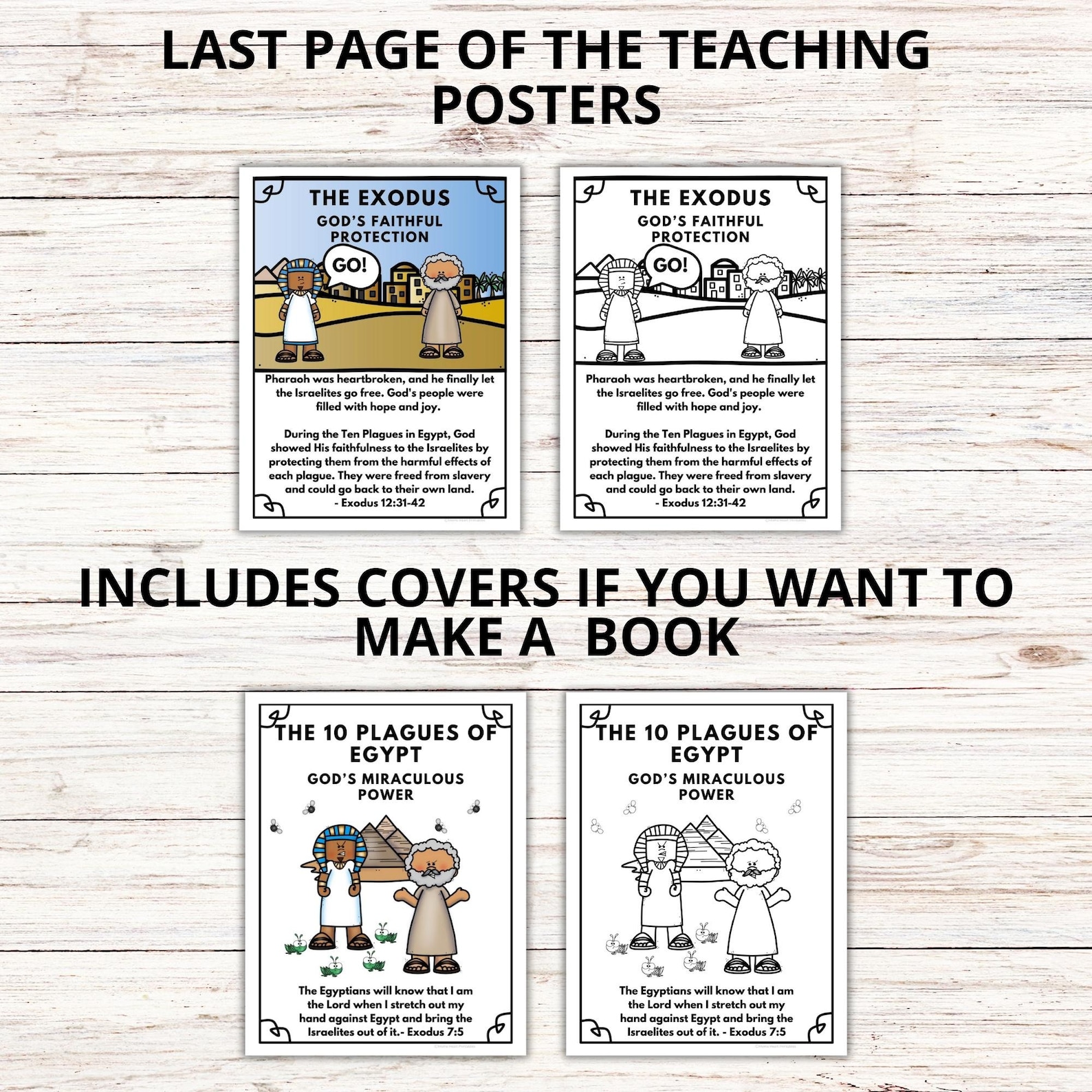 Ten Plagues of Egypt Bible Story Teaching Posters, Sunday School Lesson ...