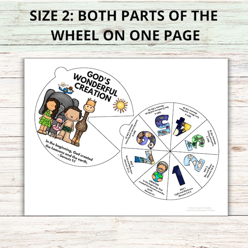Days of Creation Bible Spinner Wheel Sunday School Craft Printable ...